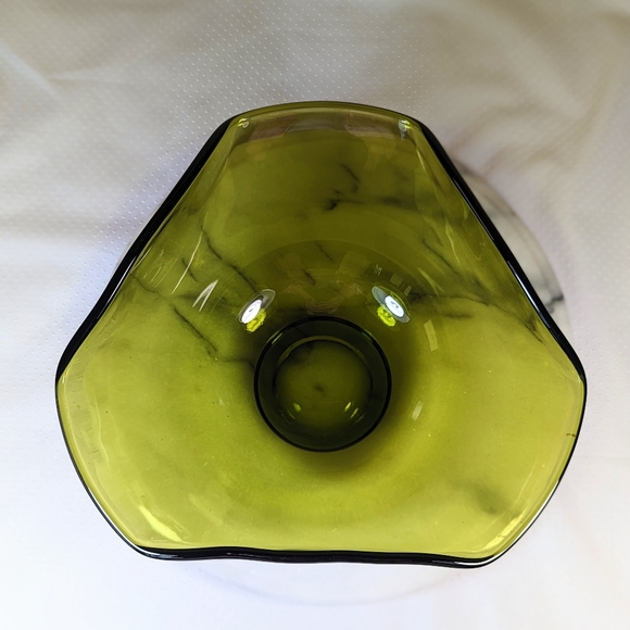 Viking | Dining | Vintage Viking Glass Folded Green Console Bowl Retro ...